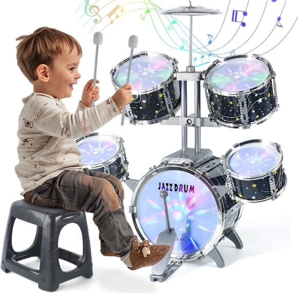 Toys | Kids Toy Set Black And Silver Jazz Drum Musical Play Set | Poshmark